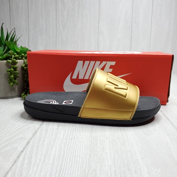 Nike | Shoes | Nike Off Court Metallic Gold Slide Sandals 7 9 | Poshmark